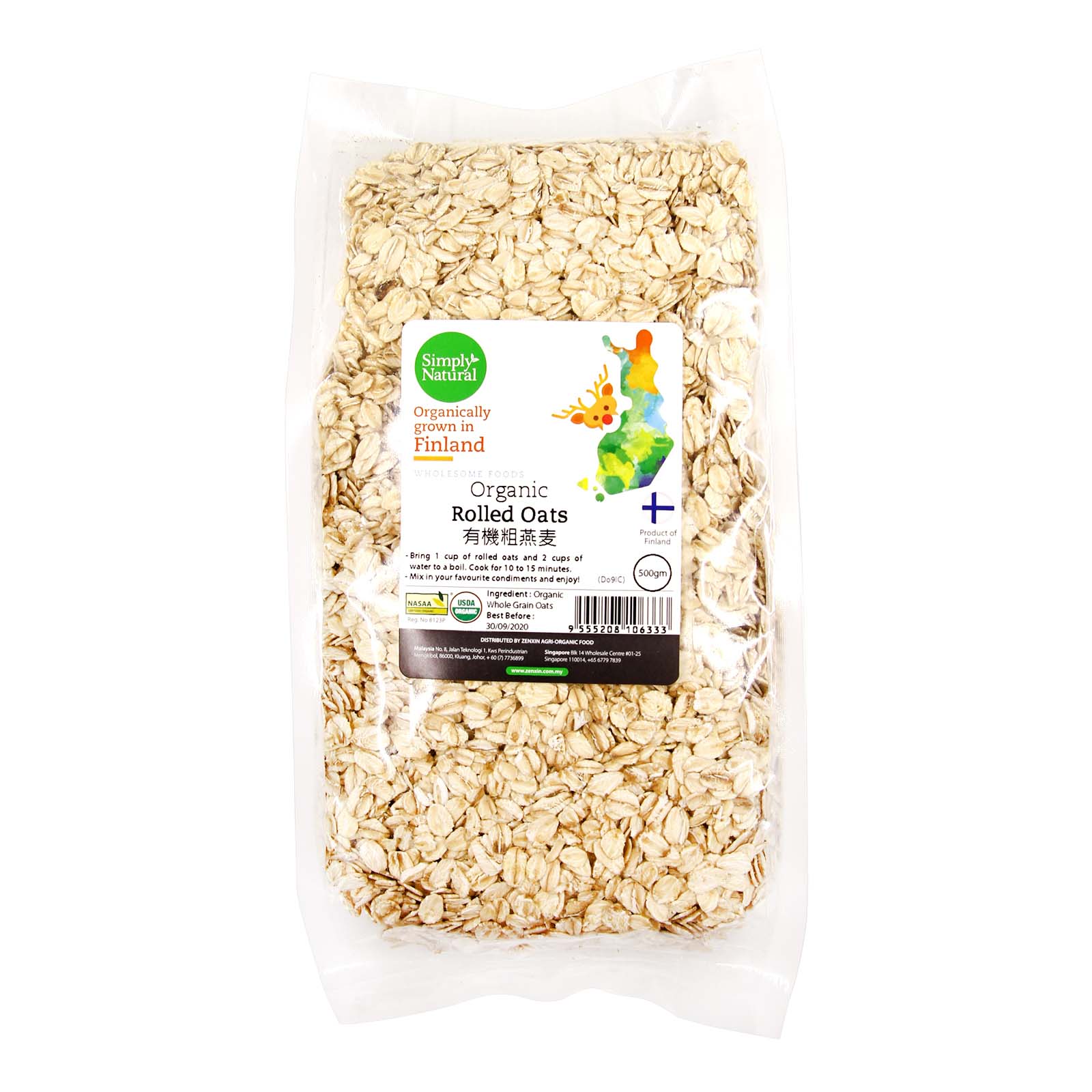 Organic Rolled Oats 500g Finland - ZENXIN ORGANIC