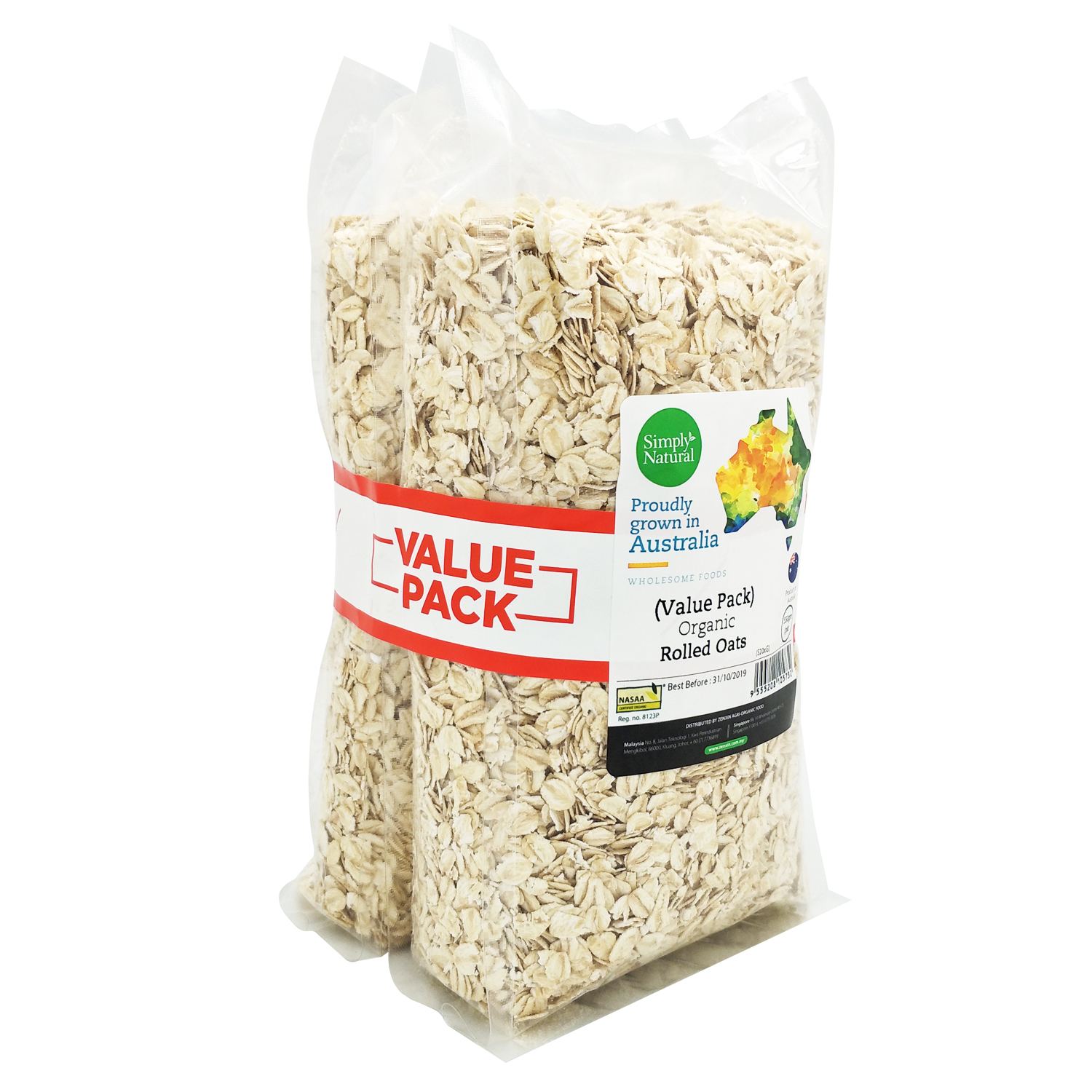 Organic Rolled Oats (Value Pack) 1000g Australia - ZENXIN ORGANIC
