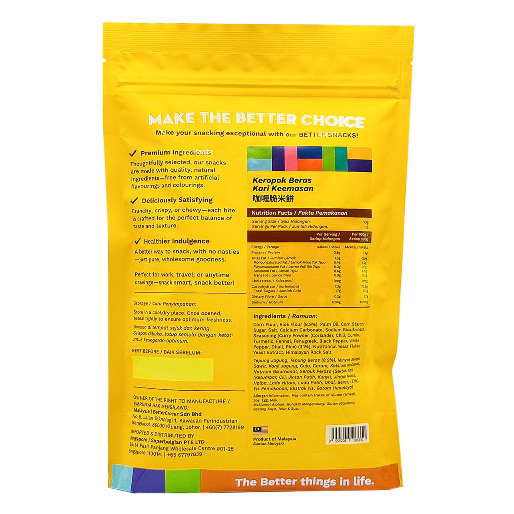 BG Snacks Golden Curry Rice Crisps/Cracker 150g - ZENXIN ORGANIC